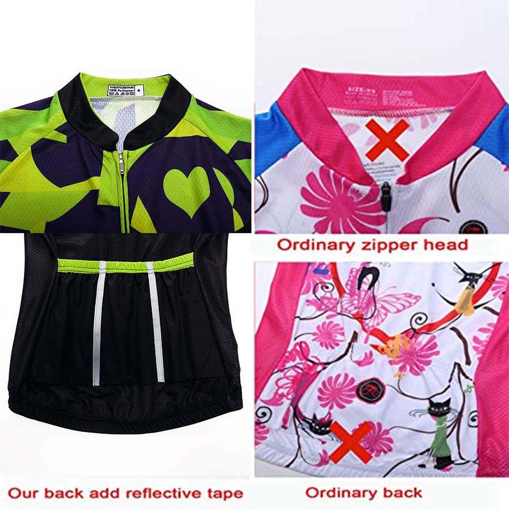 JPOJPO Women's Cycling Jersey, Short Sleeve Summer Biking Shirt Jacket, Bike Tops Bicycle Clothing Flowers