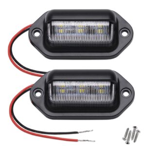 2pcs xenon white led license plate light, 12v-24v dc waterproof 6-smd lamp taillight, for truck suv trailer van rv boats as step courtesy light, dome/cargo lights or under hood light