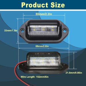 2PCS Xenon White LED License Plate Light, 12V-24V DC Waterproof 6-SMD Lamp Taillight, For Truck SUV Trailer Van RV Boats as Step Courtesy Light, Dome/Cargo Lights or Under Hood Light