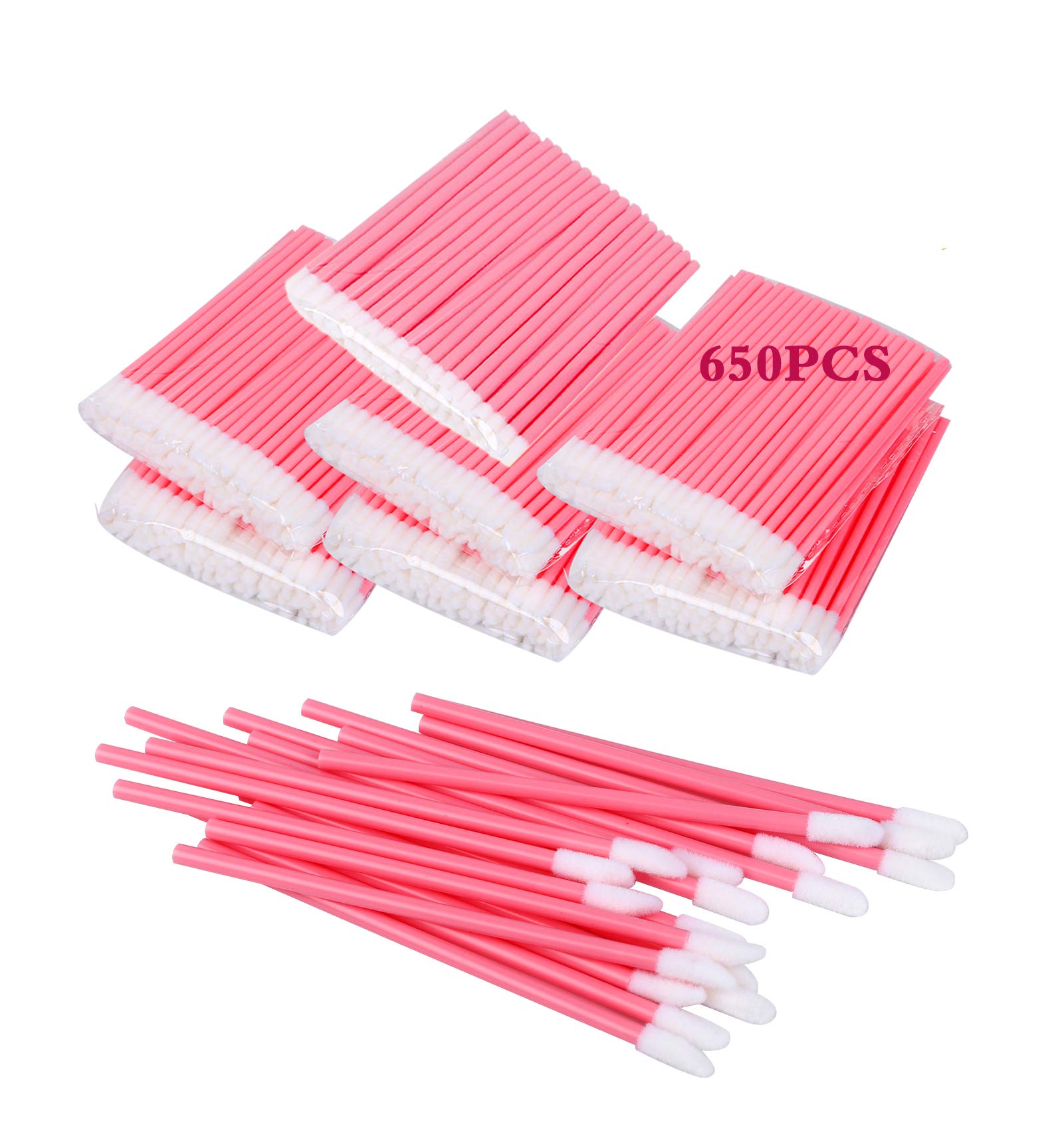 650PCS Disposable Lip Gloss Applicators Make Up Brush Lipstick Wands Makeup Applicators Brushes Applicator Tool Makeup Beauty Tool Kits Disposable Lip Brushes Tool Kits Pink