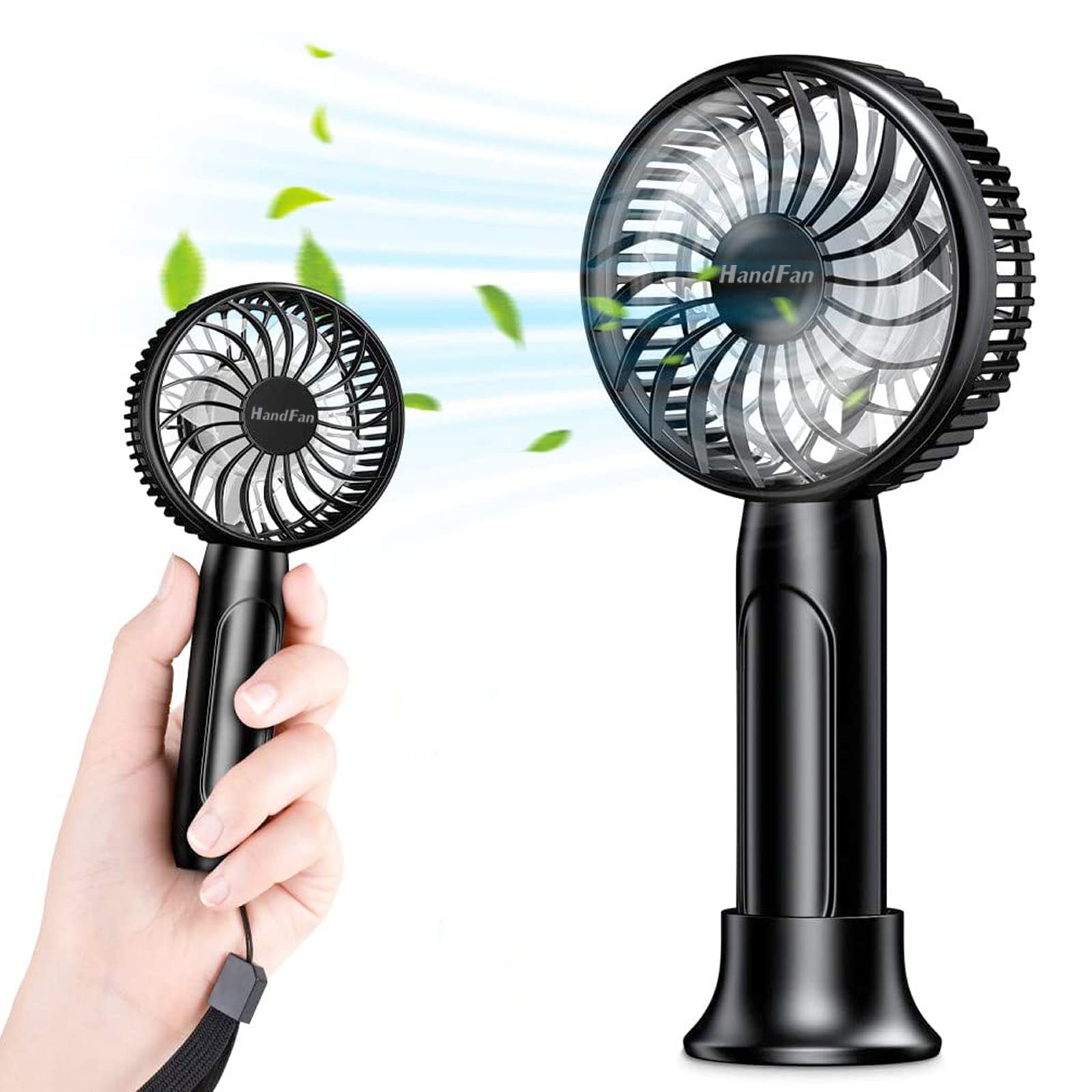 HandFan Mini Portable Handheld Fan, 3-Speeds USB Rechargeable Pocket Fan with Natural Wind Mode, Small Desk Fan for Travel Office Hot Flashes Outdoor Sports