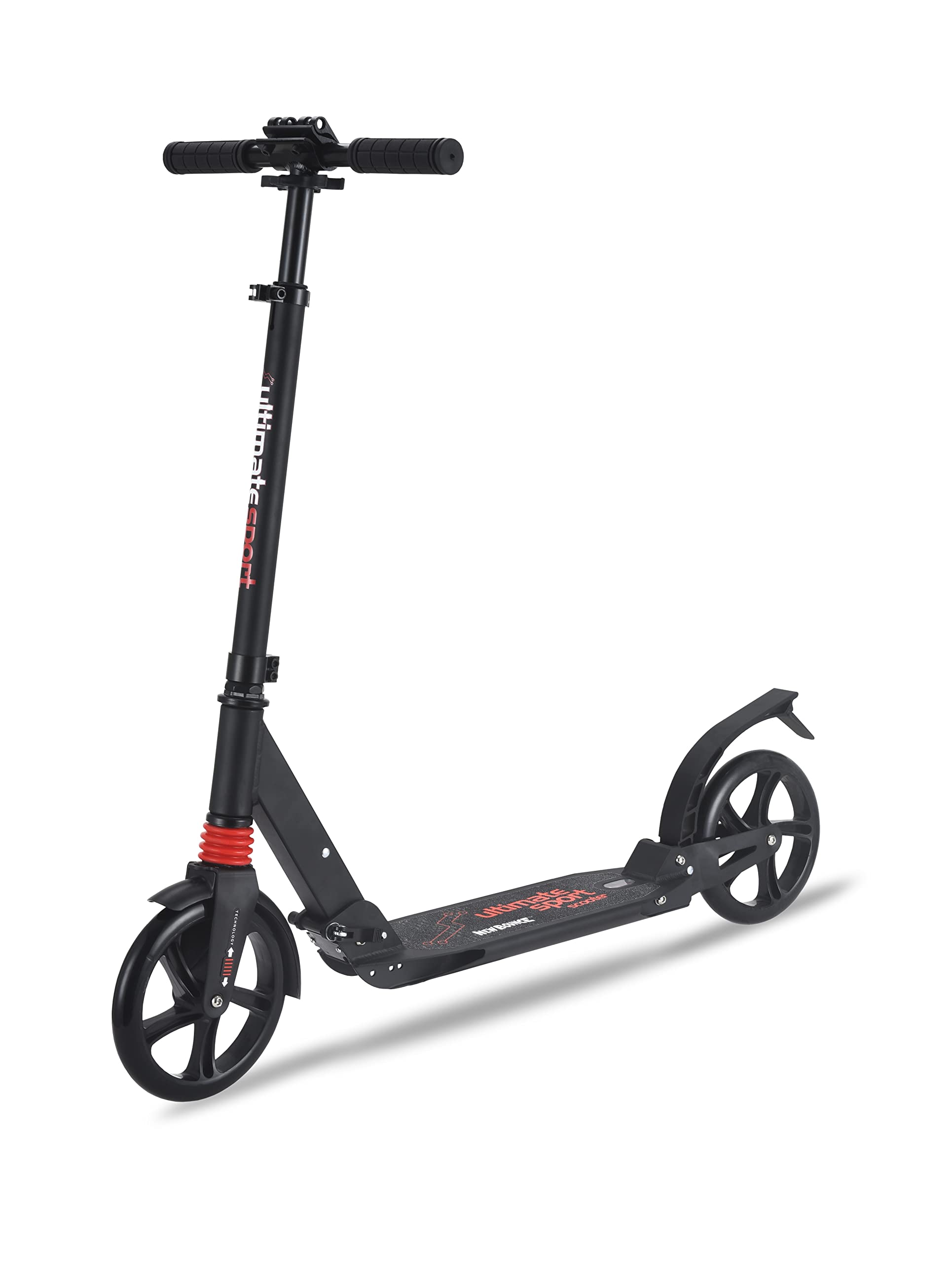 New Bounce Kick Scooter - Scooter for Ages 8 and Up with Adjustable Handlebar - The Ultimate Sport Scooter is Perfect for Bigger Children and Adults Weight Limit 200Lbs (Black)