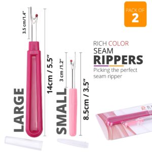 Seam Ripper 2 Pack - Thread Cutter and Threadripper for Crafting Notions & Quilting - Seam Rippers for Sewing, Unpicker Sewing Accessories and Supplies for Needlework, DIY Craft