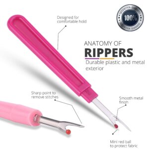 Seam Ripper 2 Pack - Thread Cutter and Threadripper for Crafting Notions & Quilting - Seam Rippers for Sewing, Unpicker Sewing Accessories and Supplies for Needlework, DIY Craft