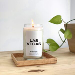 Homesick Premium Scented Candle, Las Vegas - Scents of Basil, Fir Needle, Amber, 13.75 oz, 60-80 Hour Burn, Natural Soy Blend Candle Home Decor, Relaxing Aromatherapy Candle