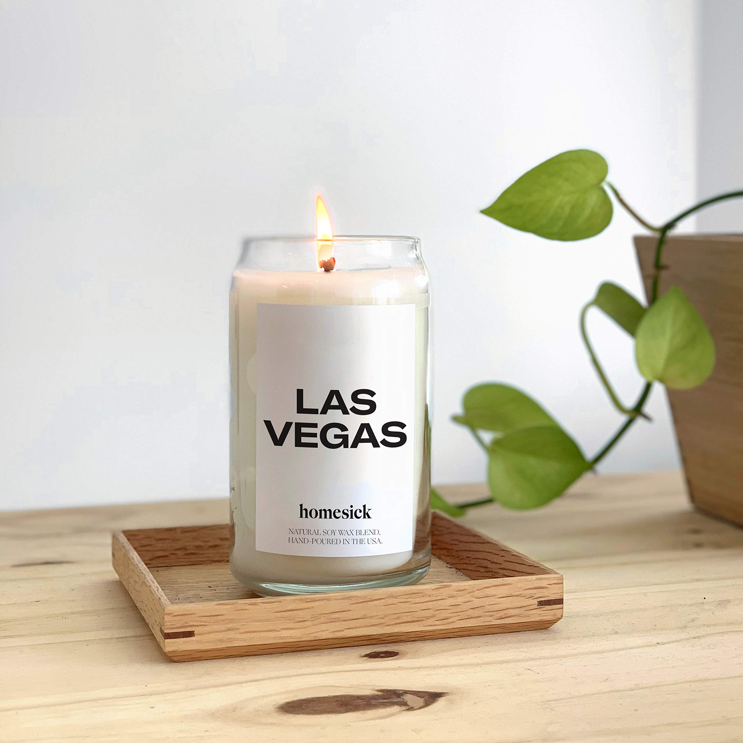 Homesick Premium Scented Candle, Las Vegas - Scents of Basil, Fir Needle, Amber, 13.75 oz, 60-80 Hour Burn, Natural Soy Blend Candle Home Decor, Relaxing Aromatherapy Candle