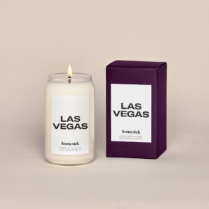 Homesick Premium Scented Candle, Las Vegas - Scents of Basil, Fir Needle, Amber, 13.75 oz, 60-80 Hour Burn, Natural Soy Blend Candle Home Decor, Relaxing Aromatherapy Candle