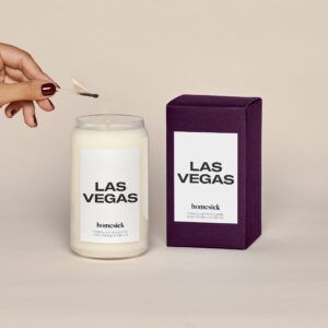 Homesick Premium Scented Candle, Las Vegas - Scents of Basil, Fir Needle, Amber, 13.75 oz, 60-80 Hour Burn, Natural Soy Blend Candle Home Decor, Relaxing Aromatherapy Candle