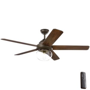 avonbrook 56 in. led bronze ceiling fan with light kit and remote control