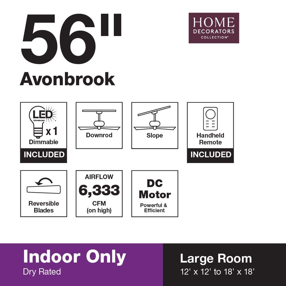 Avonbrook 56 in. LED Bronze Ceiling Fan with Light Kit and Remote Control