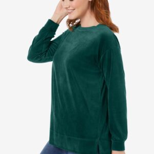 Woman Within Women's Plus Size Plush Velour Tunic Sweatshirt - 1X, Classic Red