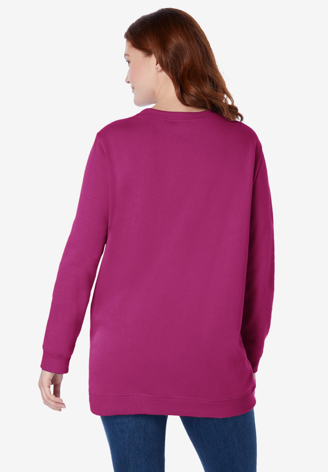 Woman Within Women's Plus Size Fleece Sweatshirt - 2X, Soft Iris