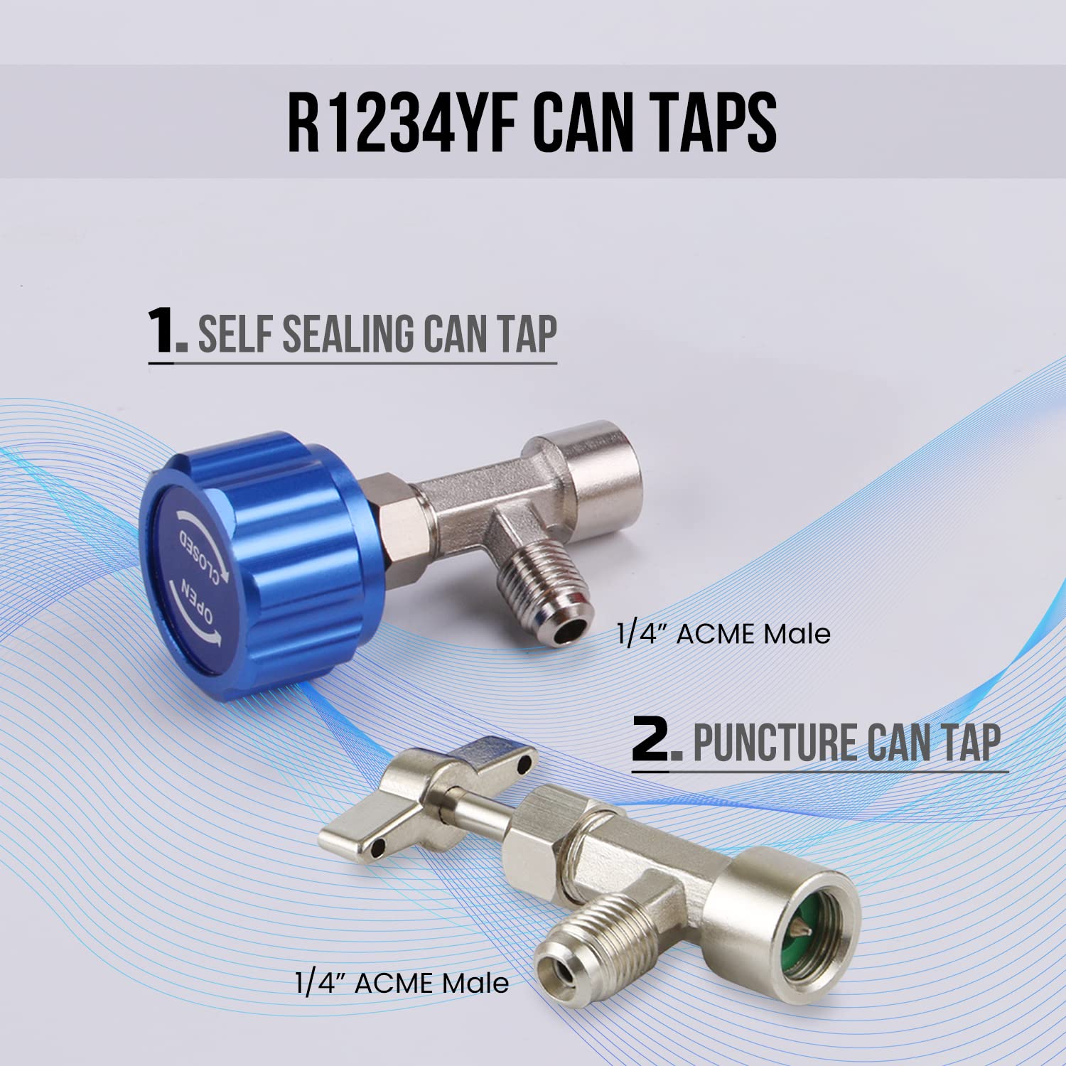 Lichamp Car A/C R1234YF Adapter with Self Sealing Can Tap, AC R1234 Quick Couplers Connectors Kit