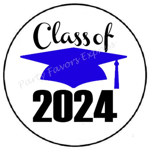 48 Class of 2024 Blue Graduation Envelope Seals Labels Stickers 1.2" Round