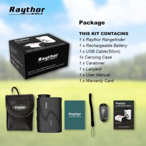 Raythor Pro Golf Rangefinder for Professional Golfers, Laser Range Finder with Slope & Non Slope Physical Switch, Flag-Lock with Pulse Vibration, Continuous Scan, Rechargeable