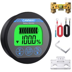 camway battery monitor 8-120v 0-500a voltmeter ammeter voltage current meter backlight waterproof auto car motor boat caravan rv motorhome golf cart,etc