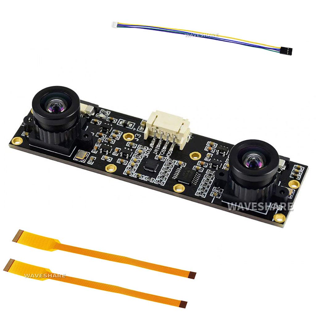 waveshare Binocular Camera Module Dual IMX219 8 Megapixels Stereo Vision Depth Vision Supports Jetson Nano Developer Kit B01and Fits Raspberry Pi CM3/CM3+ Expansion Boards for AI Vision Applications