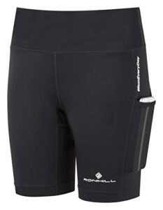 ronhill womens tech revive stretch short, all black, 8