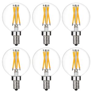 litehistory e12 led dimmable g16.5 light bulb 6w equal 60 watt 600lm ac120v e12 candelabra bulb 60 watt for chandeliers,ceiling fan,vanity warm white 2700k globe e12 light bulb 6pack