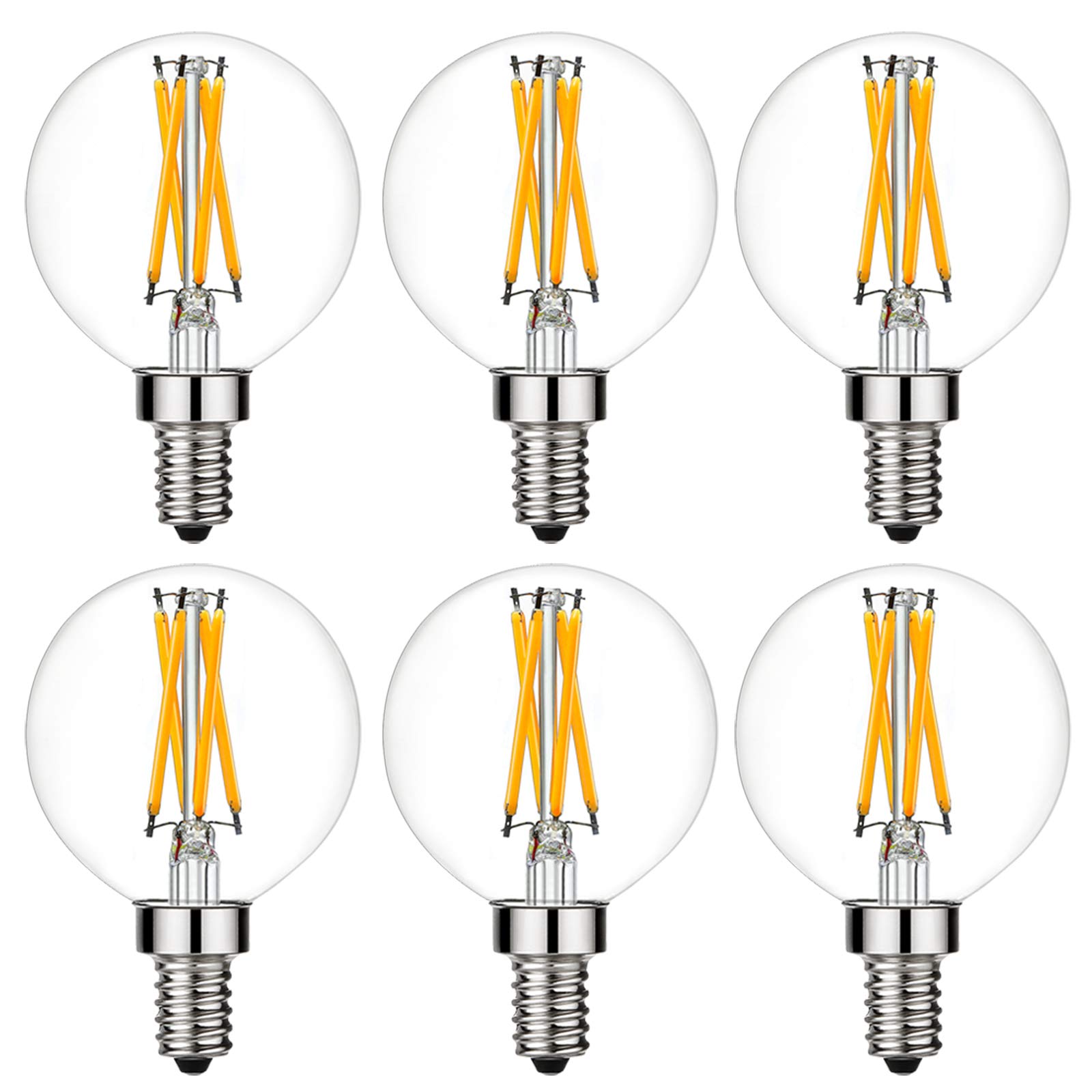 LiteHistory e12 led dimmable g16.5 Light Bulb 6W Equal 60 Watt 600lm AC120V e12 Candelabra Bulb 60 Watt for Chandeliers,Ceiling Fan,Vanity Warm White 2700K Globe e12 Light Bulb 6Pack