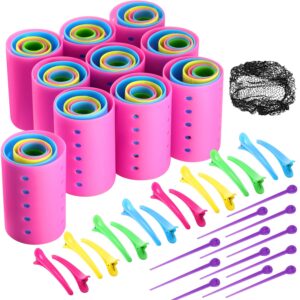 141 pieces hair rollers set include 60 plastic hair rollers