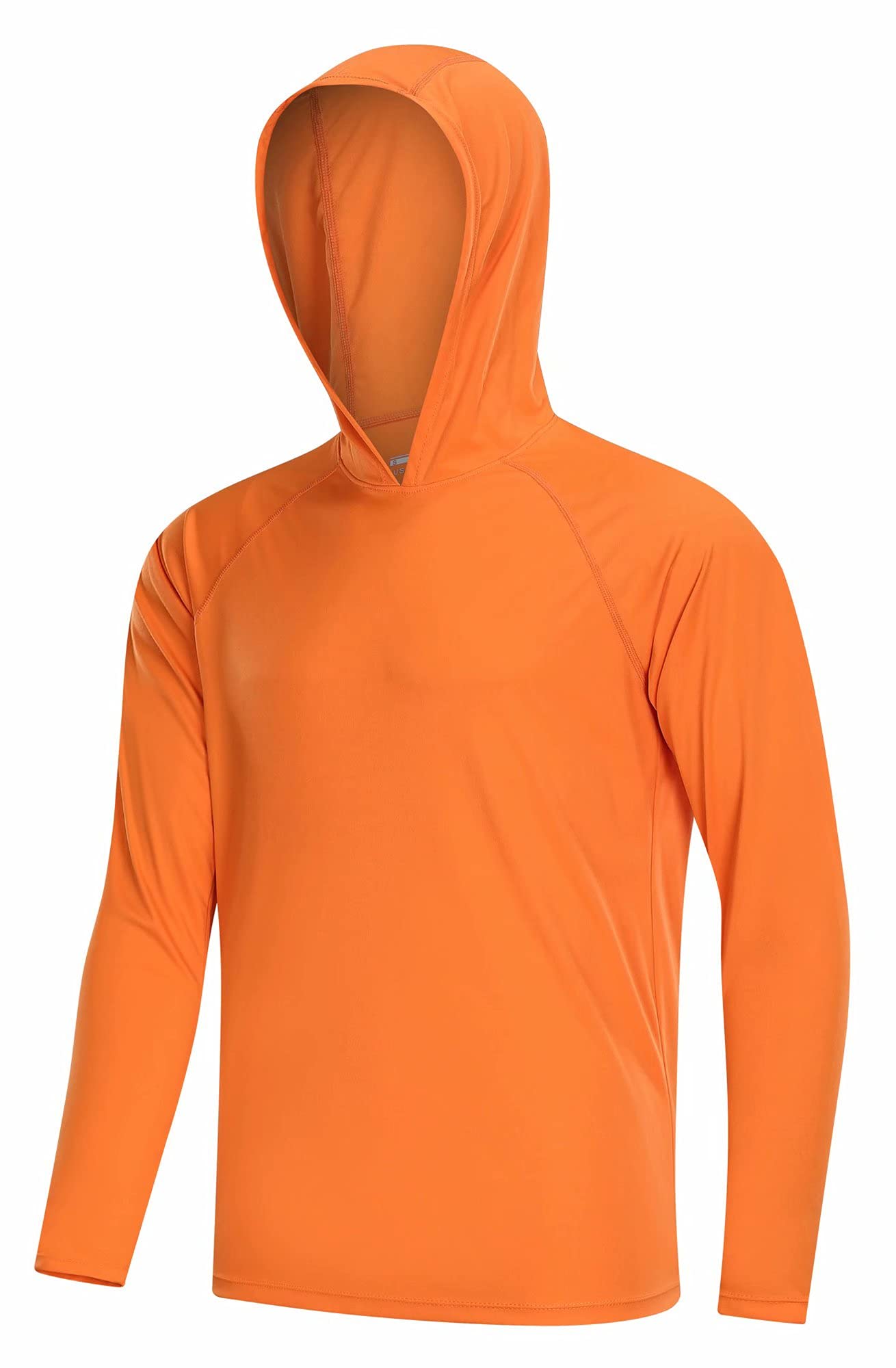 HOPATISEN Hiking Shirts Men Stretchy Sweatshirt cooling Shirt with Hood Quick Dry Fishing Shirt Swimming Boating Sailing Shirt Orange