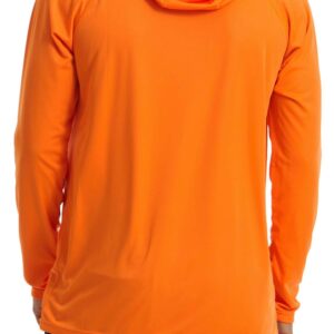 HOPATISEN Hiking Shirts Men Stretchy Sweatshirt cooling Shirt with Hood Quick Dry Fishing Shirt Swimming Boating Sailing Shirt Orange