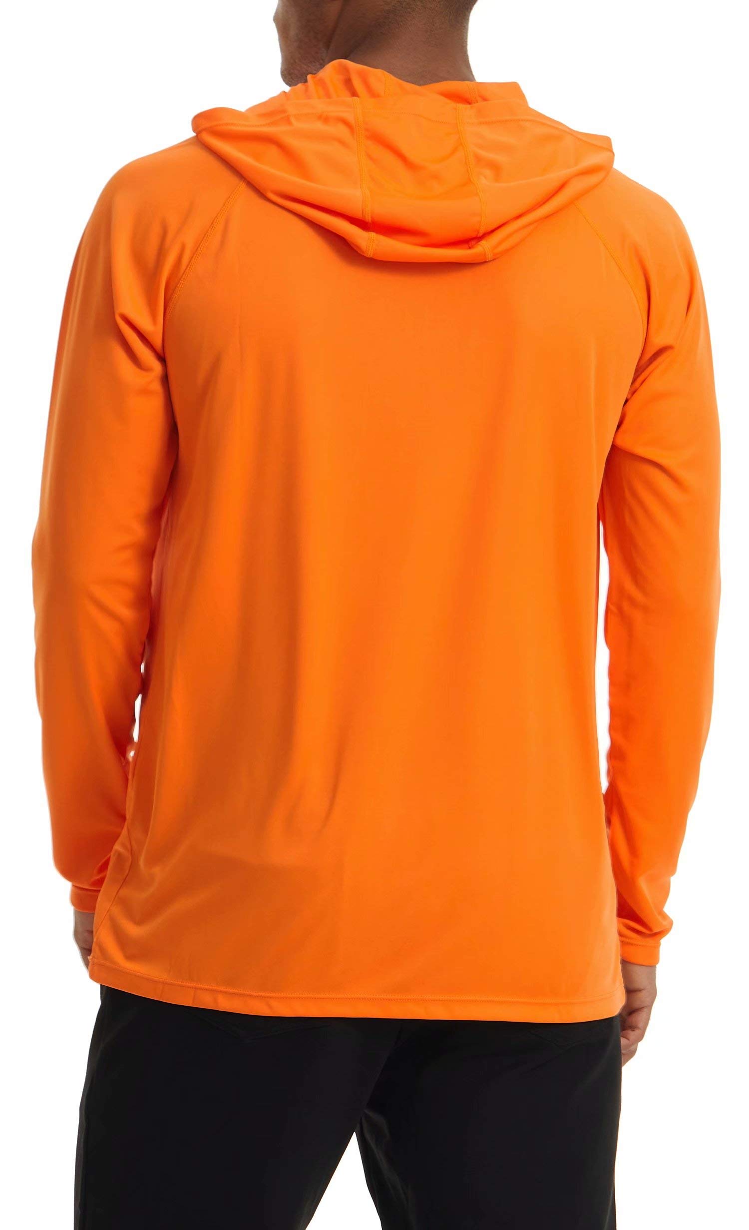 HOPATISEN Hiking Shirts Men Stretchy Sweatshirt cooling Shirt with Hood Quick Dry Fishing Shirt Swimming Boating Sailing Shirt Orange