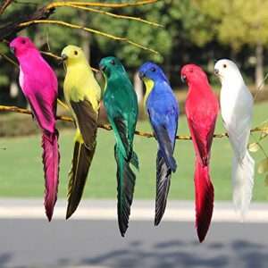 LWINGFLYER 2pcs 7.8" Artificial Parrot Foam Feathered Parrot Clip on Bird for Shoulder Prop Pirate Costume Decoration Christmas Tree Ornament Modern Home Garden Decor (Green Yellow)