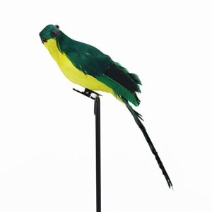 LWINGFLYER 2pcs 7.8" Artificial Parrot Foam Feathered Parrot Clip on Bird for Shoulder Prop Pirate Costume Decoration Christmas Tree Ornament Modern Home Garden Decor (Green Yellow)