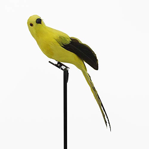 LWINGFLYER 2pcs 7.8" Artificial Parrot Foam Feathered Parrot Clip on Bird for Shoulder Prop Pirate Costume Decoration Christmas Tree Ornament Modern Home Garden Decor (Green Yellow)