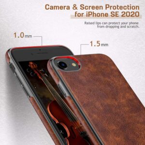 LOHASIC iPhone SE 3 Case (2022), iPhone SE Case, iPhone 7/iPhone 8 Case, Slim Leather Luxury Soft Flexible Bumper Non-Slip Grip Shockproof Protective Cover Cases for iPhone 7/8/SE2 SE 3 - Brown