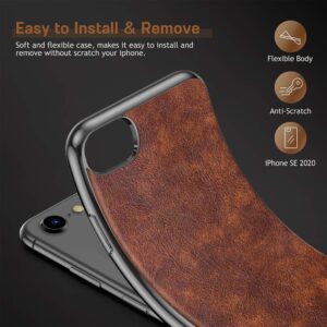 LOHASIC iPhone SE 3 Case (2022), iPhone SE Case, iPhone 7/iPhone 8 Case, Slim Leather Luxury Soft Flexible Bumper Non-Slip Grip Shockproof Protective Cover Cases for iPhone 7/8/SE2 SE 3 - Brown