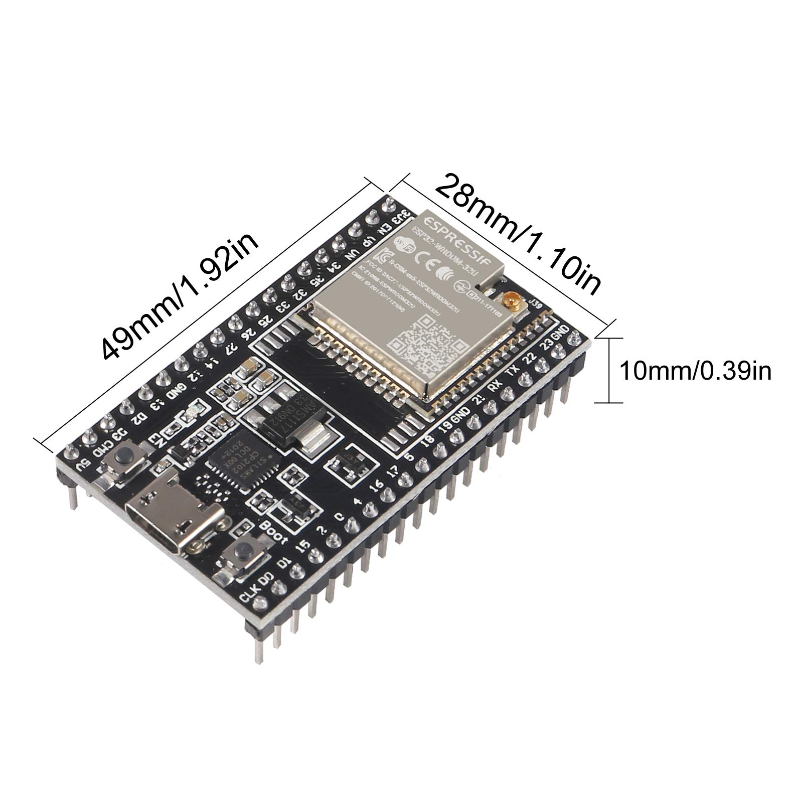 Aitrip 6pcs ESP32-DevKitC core Board ESP32 Development Board ESP32-WROOM-32U for Arduino IDE (ESP32-WROOM-32U)