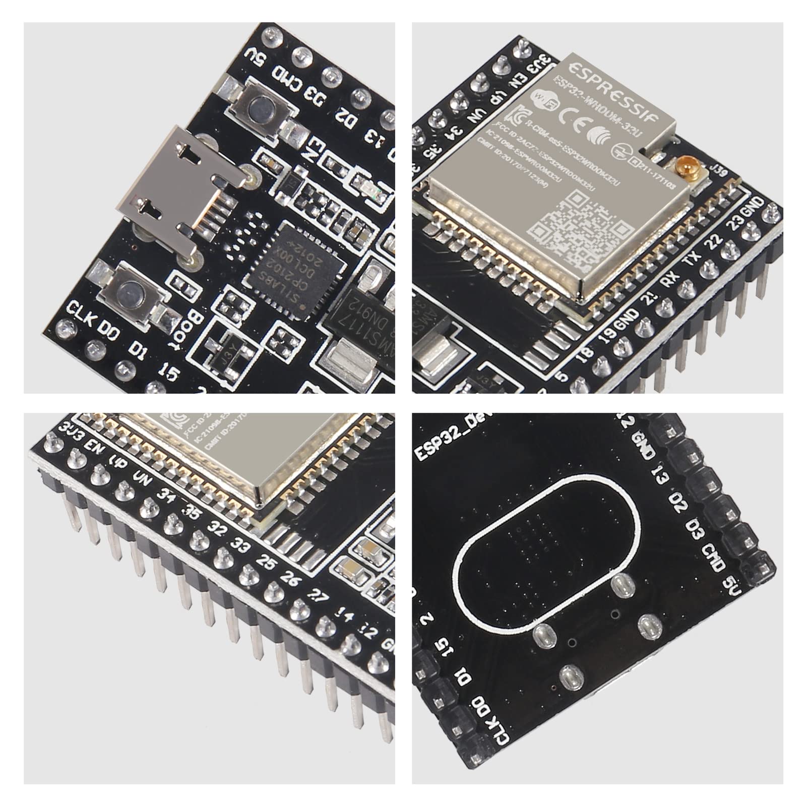 Aitrip 6pcs ESP32-DevKitC core Board ESP32 Development Board ESP32-WROOM-32U for Arduino IDE (ESP32-WROOM-32U)