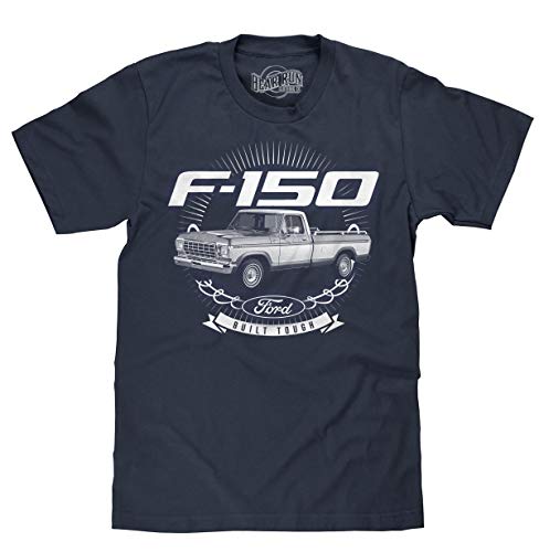 BEAR RUN Men's Ford Built Tough T-Shirt - 1979 Ford F-150 Truck Shirt, Navy, L