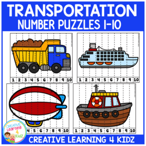 transportation puzzles numbers 1-10