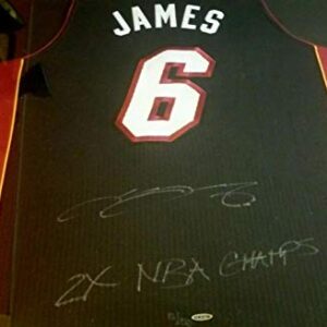 Lebron James Miami Heat Signed Jersey Uda Coa Inscribed 2x Champs Auto #/50 - Autographed NBA Jerseys