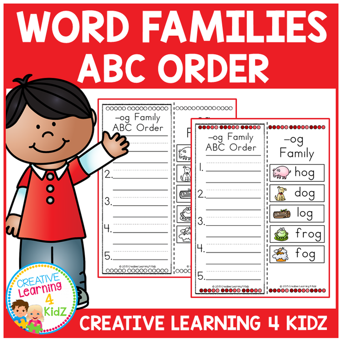 Word Family ABC Order Worksheets 25 Word Families