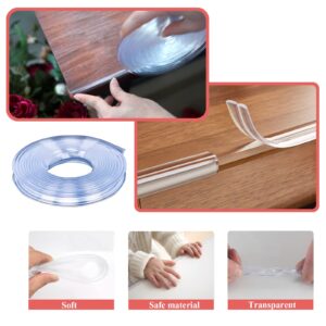 Corner Guards Furniture Edge Protectors 19.7ft(6m) Transparent Soft Silicone Bumper Strip Clear Edge Corner Cushion with Double-Sided Tape for Tables,Household