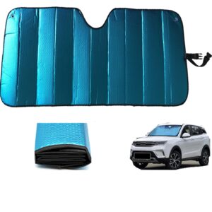 car windshield sunshade-thicken 5-layer bubble block heat and sun uv rays,front windshield sun shade,sun visor for car- keeps your vehicle cool - 58 x 27.5 inch (blue)