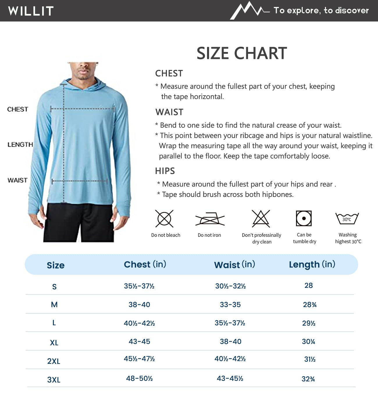 Willit Men's Sun Shirts UPF 50+ Protection Hoodie Rash Guard Shirt SPF UV Shirt Long Sleeve Fishing Outdoor Lightweight Brilliant Blue M