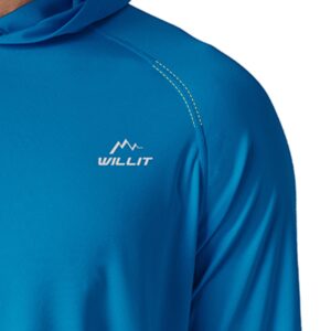 Willit Men's Sun Shirts UPF 50+ Protection Hoodie Rash Guard Shirt SPF UV Shirt Long Sleeve Fishing Outdoor Lightweight Brilliant Blue M