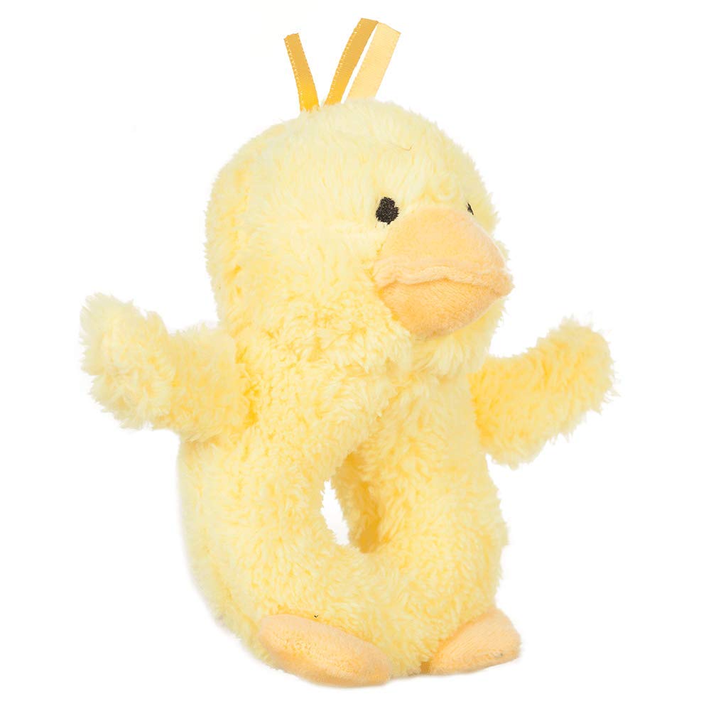 Apricot Lamb Baby Duck Soft Rattle Toy, Plush Stuffed Animal for Newborn Soft Hand Grip Shaker Over 0 Months (Duck, 6 Inches)