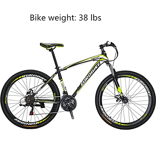 EUROBIKE Mountain Bike 27.5 for Men and Women 17'' Frame Adult X1 Off Road Bicycle(Yellow)