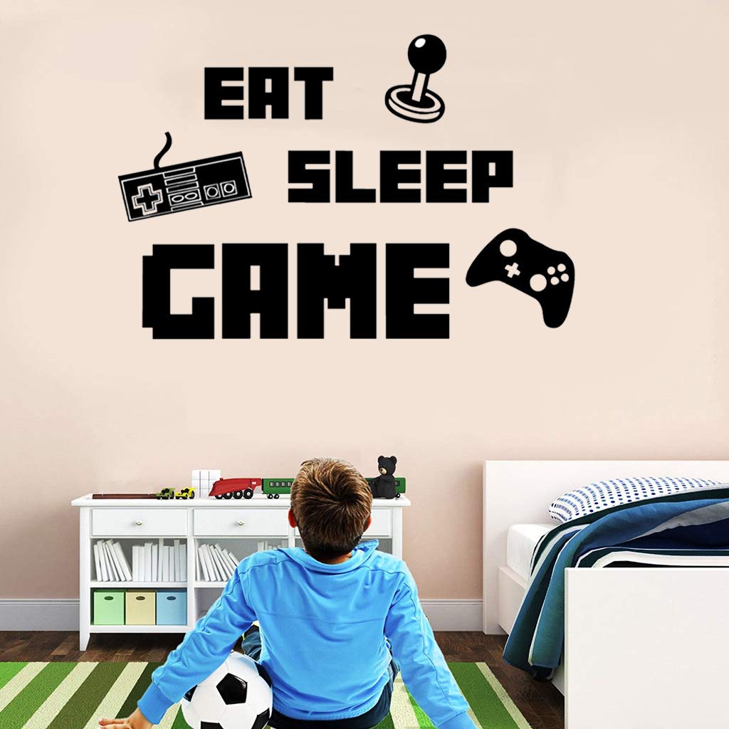 Game Wall Decals Gaming Controller Joystick Video Wall Stickers for Teen Boys Room Kids Bedroom Playroom Home Decoration (Black)