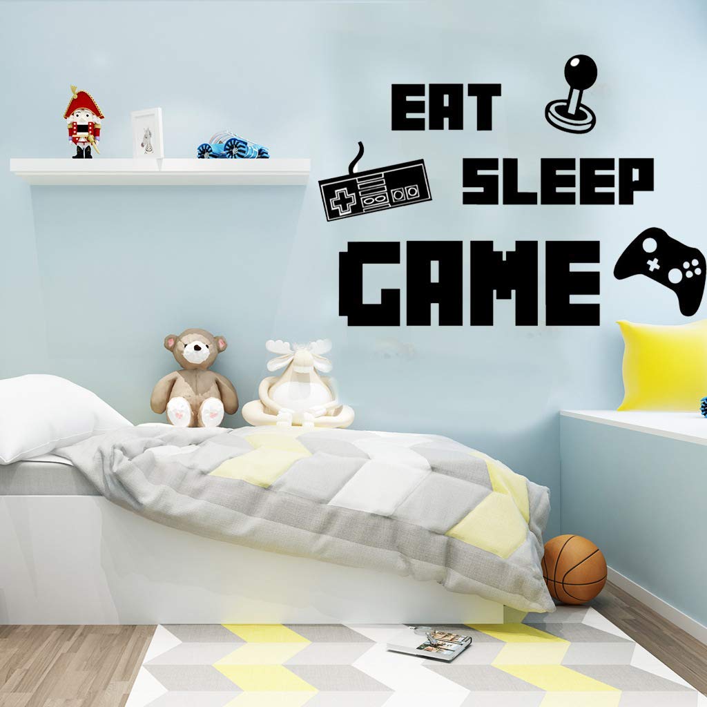 Game Wall Decals Gaming Controller Joystick Video Wall Stickers for Teen Boys Room Kids Bedroom Playroom Home Decoration (Black)