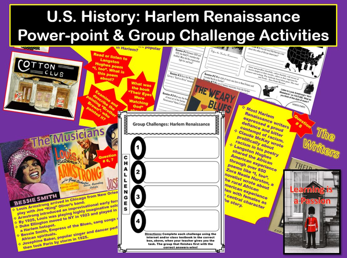 US History: Harlem Renaissance Power-point and Group Challenge Activities