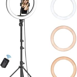 10" Selfie Ring Light with Tripod Stand with Phone Holder, SUMCOO Dimmable LED Beauty Ringlight for Makeup/Live Stream/TikTok/YouTube Video, Compatible with iPhone, Android Phone