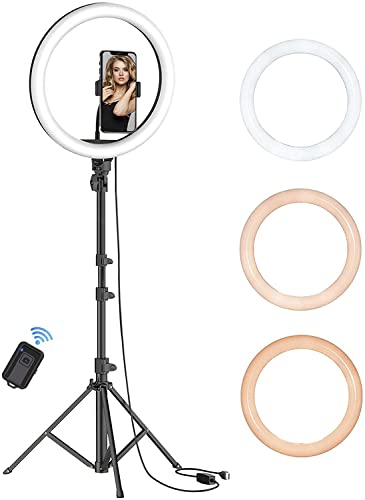 10" Selfie Ring Light with Tripod Stand with Phone Holder, SUMCOO Dimmable LED Beauty Ringlight for Makeup/Live Stream/TikTok/YouTube Video, Compatible with iPhone, Android Phone